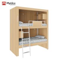 China 4000x900x2400mm Wooden Color Fashion Bunk Bed for Youth Hostels with 12mm Splints and 5cm Mattress Support for sale