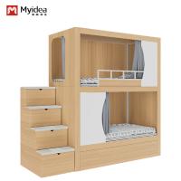 China Single Capsule Pod Twin Loft Bunk Bed with Stairs Desk and Slide - 2600×900×2400mm Dormitory Furniture for sale
