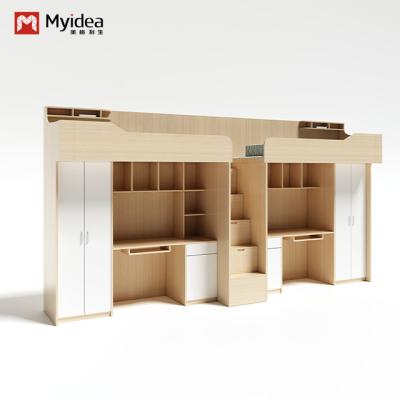 China 4600x900x2120mm Student Bunk Bed with Desk - 5cm Mattress & 12mm Splints for Dormitories for sale