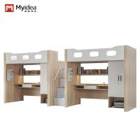 China Metal Bunk Bed with Desk 1980x900x2120mm Wooden Post Support ISO9001 Certified Customizable for sale
