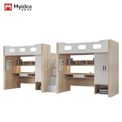 China Metal Bunk Bed with Desk 1980x900x2120mm Wooden Post Support ISO9001 Certified Customizable for sale