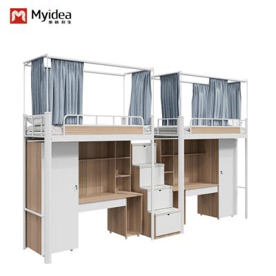 China Full Size Black Metal Bunk Bed with Storage Ladder & Cabinets - 4600x900x2100mm, 5cm Mattress for sale