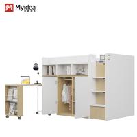 China Twin Wooden Loft Bed with Wardrobe 2000 x 1200 x 2120mm - High School Furniture with Custom Options for sale