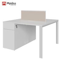 China Modern 4-Person L-Shaped Office Desk with Filing Cabinet - 1400x1400mm, 450lb Capacity for sale