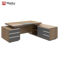 China Walnut Color Modern Manager Office Desk 2300-2800mm Width with 450lb Load Capacity and Custom Sizes for sale