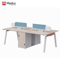 China Customizable 4 Person Office Desk with File Cabinet Lock 2400x1200mm for sale