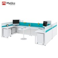 China Modern 4 Person Executive Workstation Table 2450x2100mm with Metal Leg Support 450lb Capacity for sale