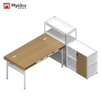China Modern 4-Person Office Workstation Desk 1600x1460mm with 450lb Capacity and Storage Cabinet for sale