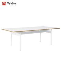 China Customizable Snow White Conference Table with E0 MFC Material and White Steel Feet - 3-Year Warranty for sale