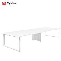 China Steel Office Meeting Table Modern Conference Desk E0 MFC Material Custom Sizes ISO9001 Certified for sale