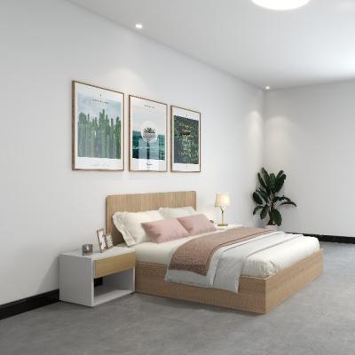 China Customizable Modern Minimalist Wood Bed with Metal Frame 2000x1200x960mm No Mattress for Dormitory School Apartment Hotel for sale