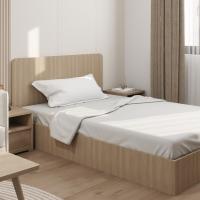 China Customizable Modern Minimalist Wood Bed with Metal Frame 2000x1200x960mm No Mattress for Dormitory School Apartment Hotel for sale