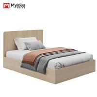 China Customizable Modern Minimalist Wood Bed with Metal Frame 2000x1200x960mm No Mattress for Dormitory School Apartment Hotel for sale