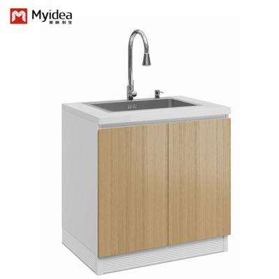 China Customizable Double-Door Storage Cabinet with Sink and Faucet 800x570x820mm Wood Panel for sale