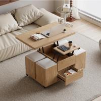 China Lift-Top Foldable Coffee Table with 4 Stools and Storage 1000x500x480 mm for Living Room for sale