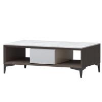 China Modern Marble Coffee Table with Wood Panel Support Customizable for Office Living Room Hotel Use 1200x600x450mm for sale