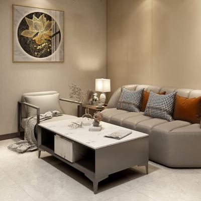 China Modern Marble Coffee Table with Wood Panel Support Customizable for Office Living Room Hotel Use 1200x600x450mm for sale