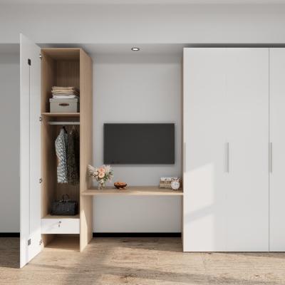 China Modern Metal Wardrobe with Hanging Rod and Desk 1600x550x2000mm for Bedroom Furniture for sale