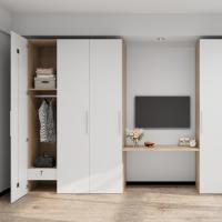China Modern Metal Wardrobe with Hanging Rod and Desk 1600x550x2000mm for Bedroom Furniture for sale