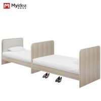 China Nordic Style Twin Bed Light Color Wood Hotel Furniture Support Customization Bedroom School Apartment Dormitory 4000x900x960mm for sale