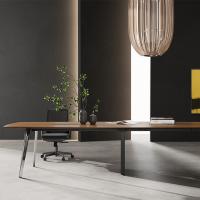 China Modern Dark Wood Grain Conference Table with Cold-Rolled Steel Legs - E0 MFC Material, Custom Sizes Available for sale