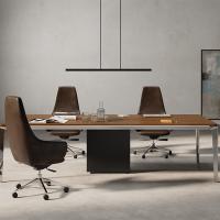 China Modern Dark Wood Grain Conference Table with Cold-Rolled Steel Legs - E0 MFC Material, Custom Sizes Available for sale