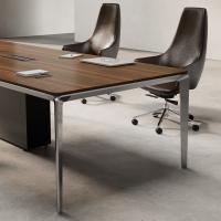 China Modern Dark Wood Grain Conference Table with Cold-Rolled Steel Legs - E0 MFC Material, Custom Sizes Available for sale