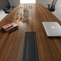 China Modern Dark Wood Grain Conference Table with Cold-Rolled Steel Legs - E0 MFC Material, Custom Sizes Available for sale