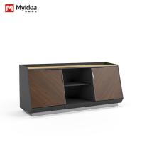 China Dark Irregular Panel Tea Water Station with Storage Cabinet 1800/2400mm x 570mm x 800mm for Office Reception Desk for sale