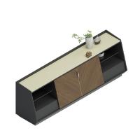 China Dark Irregular Panel Tea Water Station with Storage Cabinet 1800/2400mm x 570mm x 800mm for Office Reception Desk for sale