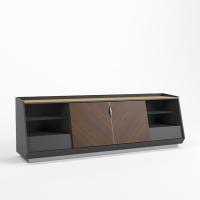 China Dark Irregular Panel Tea Water Station with Storage Cabinet 1800/2400mm x 570mm x 800mm for Office Reception Desk for sale