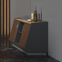 China Dark Irregular Panel Tea Water Station with Storage Cabinet 1800/2400mm x 570mm x 800mm for Office Reception Desk for sale