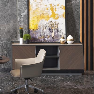 China Dark Irregular Panel Tea Water Station with Storage Cabinet 1800/2400mm x 570mm x 800mm for Office Reception Desk for sale