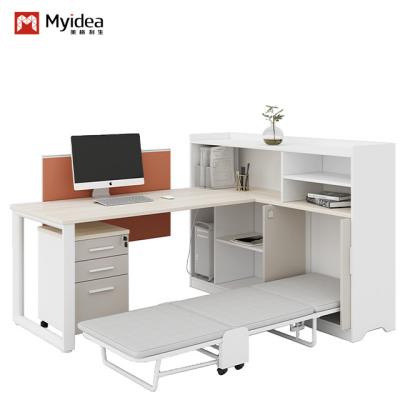 China Contemporary Single-Person Office Desk with Foldable Nap Bed - 1396/1596mm Width, 450lb Capacity Steel Frame for sale