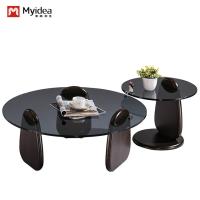 China Contemporary Glass Round Coffee Table φ600×300mm - Modern Minimalist Design for Living Room & Bedroom for sale