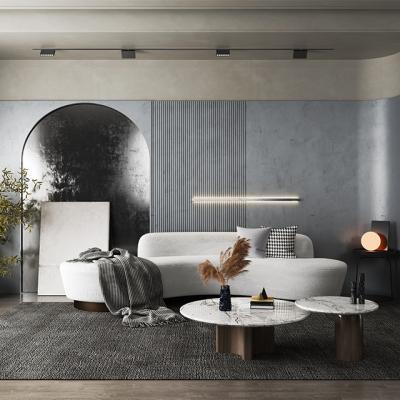 China Nordic Minimalism Leather Sofa Set 3-Seater with Metal Legs and Fabric Upholstery for Office and Bedroom for sale