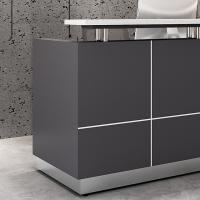 China Modern Minimalist Wood Reception Desk with Dark Front Panels and Marble Top - 3 Year Warranty, ISO9001 Certified for sale