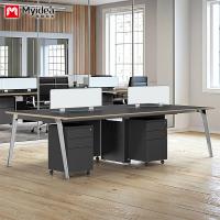China Modern 4-Person Office Desk with Wooden Table Top & Aluminum Alloy Legs - 3 Year Warranty ISO9001 Certified for sale