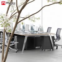 China Modern 4-Person Office Desk with Wooden Table Top & Aluminum Alloy Legs - 3 Year Warranty ISO9001 Certified for sale