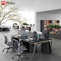 China Modern 4-Person Office Desk with Wooden Table Top & Aluminum Alloy Legs - 3 Year Warranty ISO9001 Certified for sale