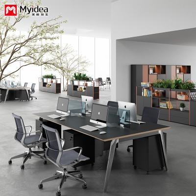 China Modern 4-Person Office Desk with Wooden Table Top & Aluminum Alloy Legs - 3 Year Warranty ISO9001 Certified for sale