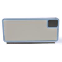China Modern White Front Panel Reception Desk with Blue Frame and Marble Top - 3 Year Warranty for Office Hotel Hospital for sale