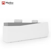 China Two-Person White Front Panel Reception Desk with Marble Top - 3-Year Shelf Life, ISO9001 Certified for sale