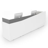 China Two-Person White Front Panel Reception Desk with Marble Top - 3-Year Shelf Life, ISO9001 Certified for sale