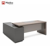 China Modern Luxury Boss Office Desk with 450lb Capacity, L-Shaped Executive Desk with 3 Drawers and Filing Cabinet for sale