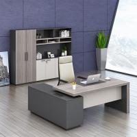 China Modern Luxury Boss Office Desk with 450lb Capacity, L-Shaped Executive Desk with 3 Drawers and Filing Cabinet for sale