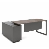 China Modern Executive Office Desk with Square Steel Legs 450lb Capacity L-Shaped Design and Storage Cabinet for sale