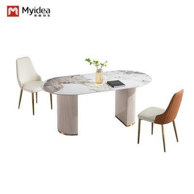 China Italian Style Rock Slab Dining Table Set for Home Small Apartment 4 Seats for sale