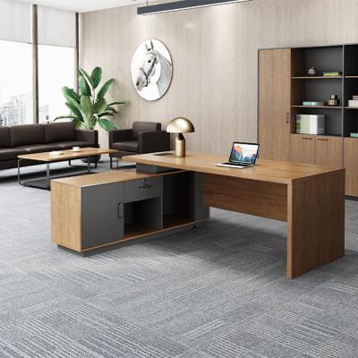 China Myidea Boss Office Desk with Sub Cabinet - 450lb Capacity L-Shaped Executive Desk with 3 Drawers for sale