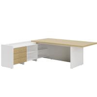 China Modern Executive L-Shaped Office Desk and Chair Combination with 450lb Capacity and 3-Drawer Storage for sale